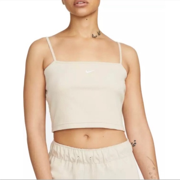 Nike | Tops | Nwt Nike Tan Ribbed Cropped Spaghetti Strap | Poshmark
